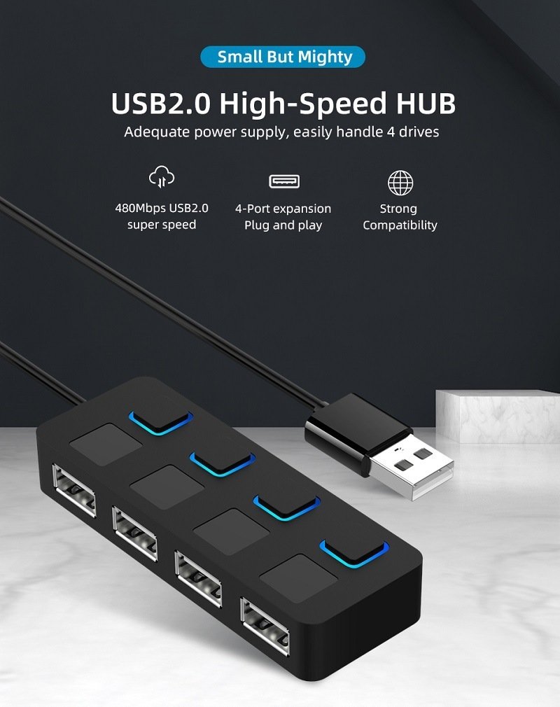 HUB Hub Multi-USB Splitter 4-port Extender - Shopatronics